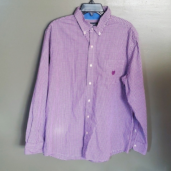 Chaps | Shirts | Chaps Button Up Shirt Large Purple And White Checkered ...